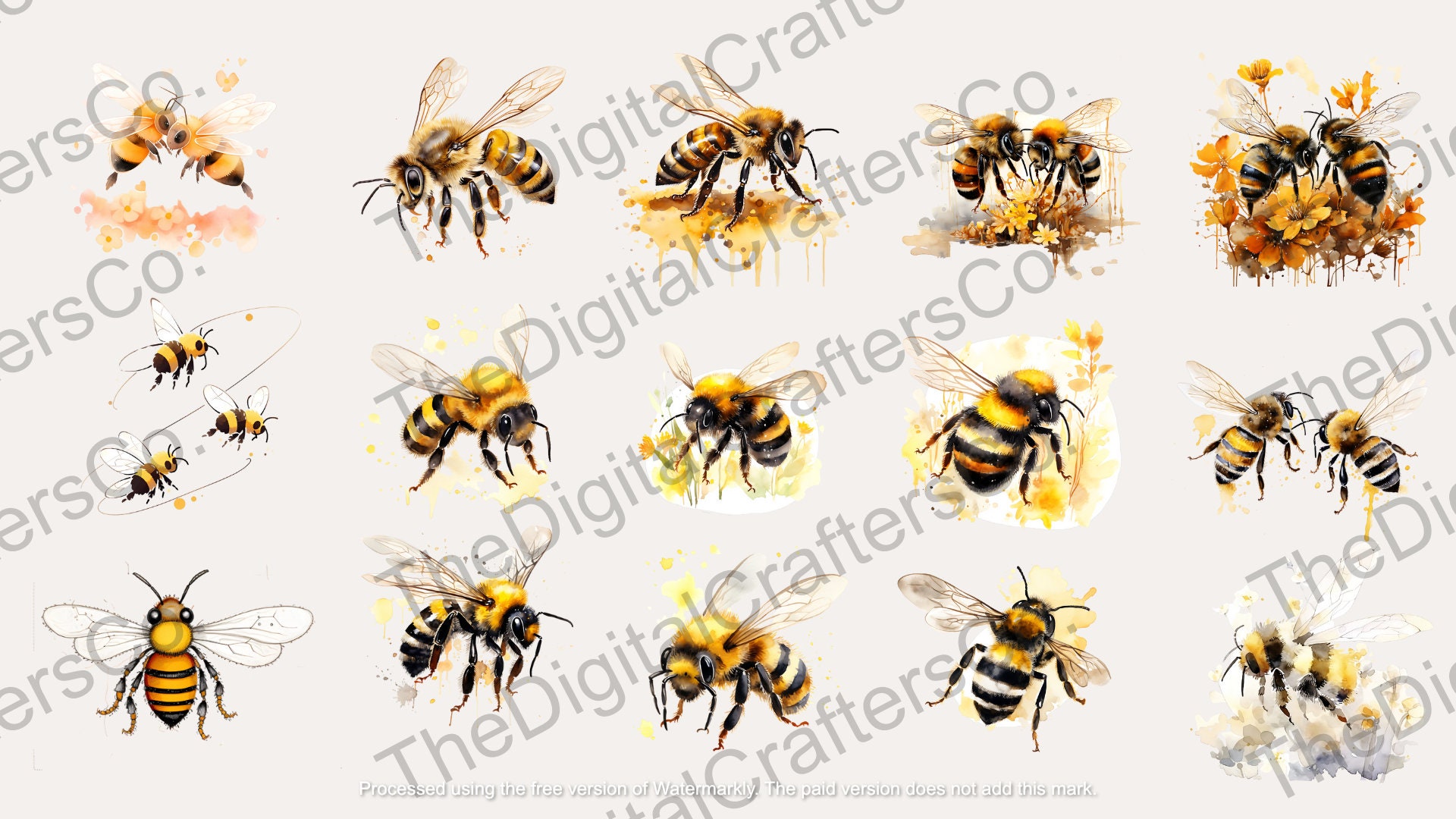 Buzzing Bee SVG PNG Collection Watercolor Bee Clipart Bee Sticker ...