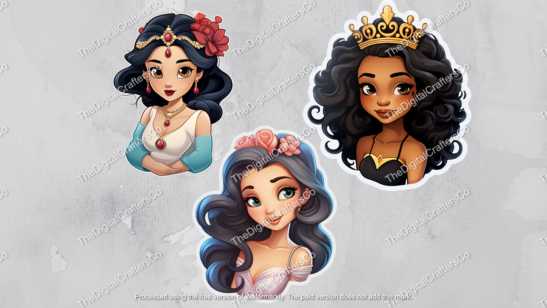 Cute Princess PNG Collection Princess Sticker Instant Download 24 High ...