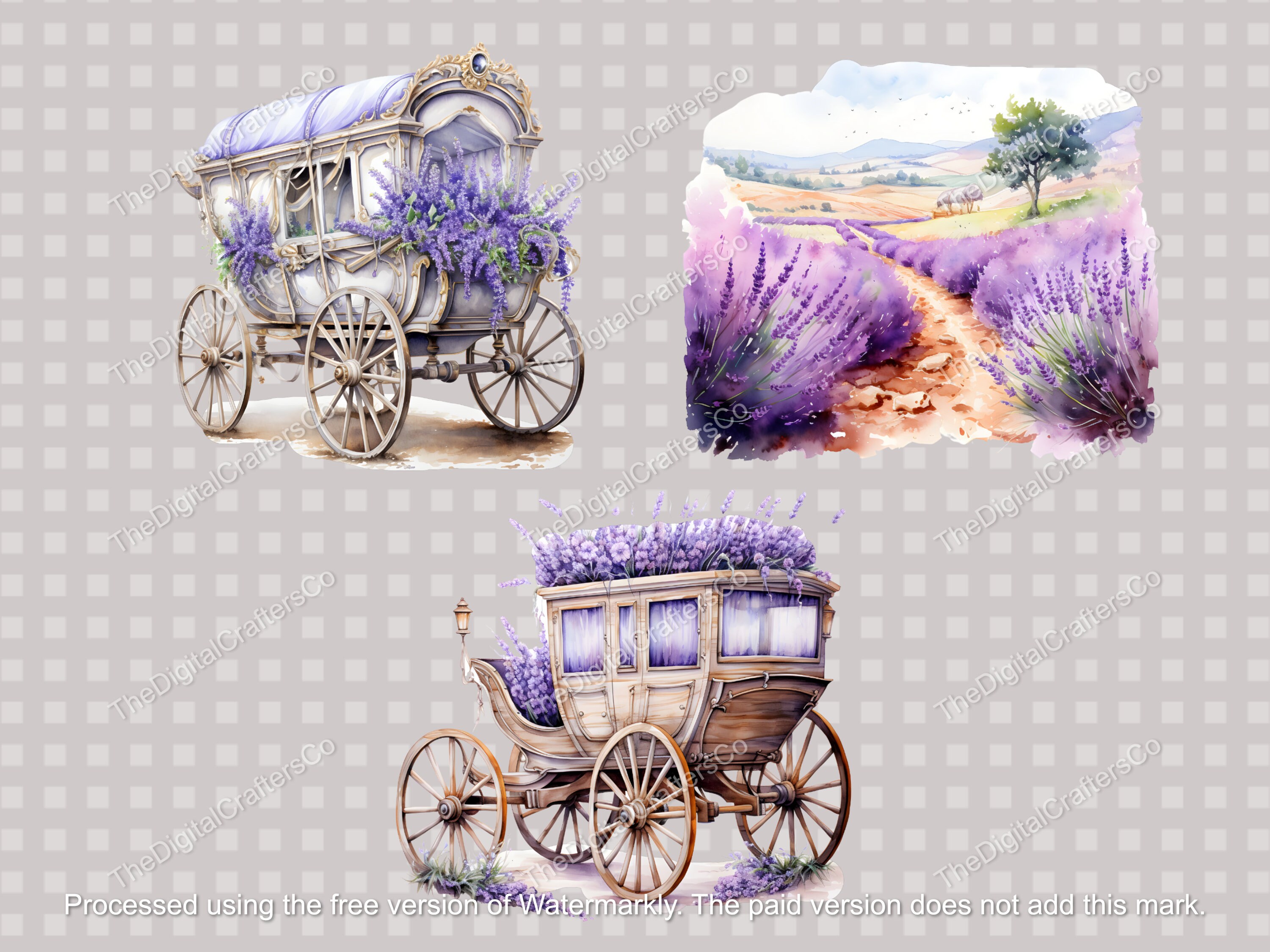 Watercolor Lavender Clipart Set, 20 Watercolor Lavender Bundle ...
