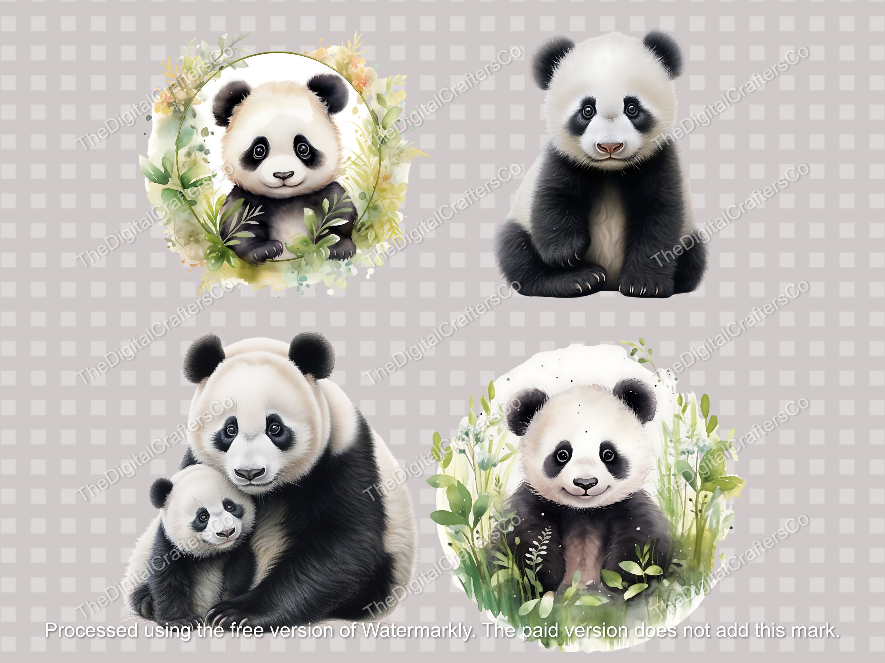Baby Panda Clipart Set, 24 Watercolor Baby Panda PNG, Cute Panda, Junk ...