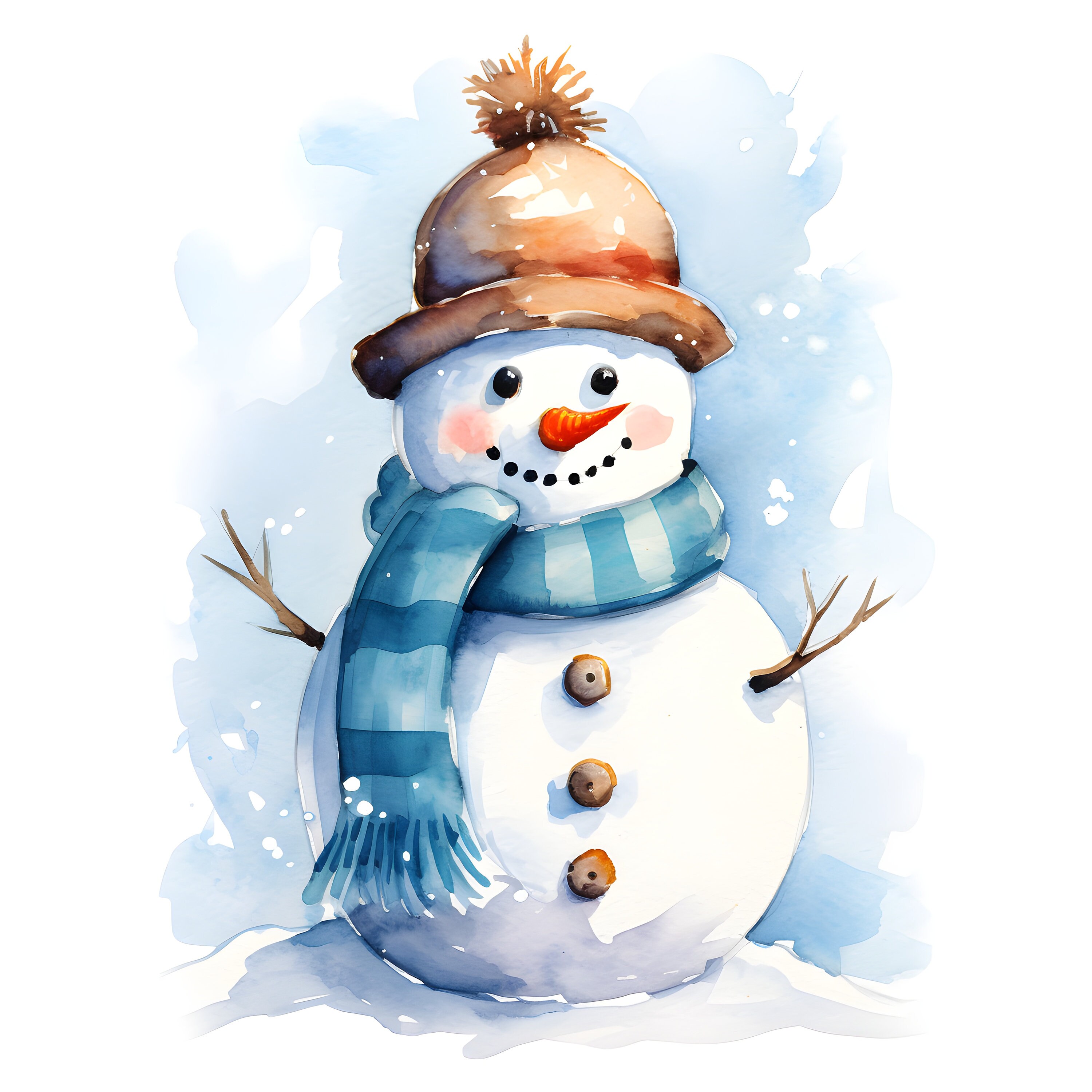 27 Snowman Clipart Set, Printable Watercolor Snowman, Winter Clipart ...