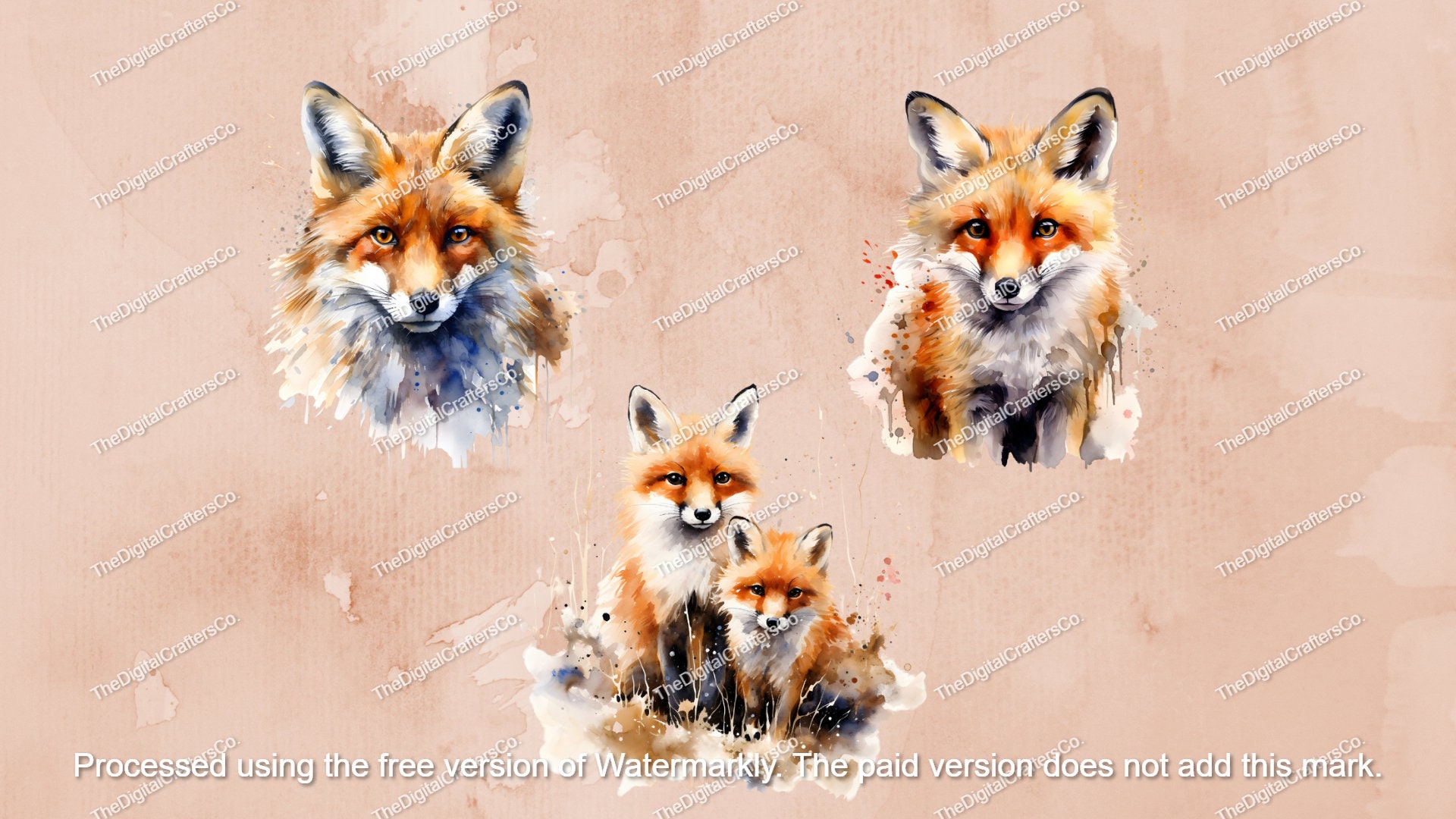 Fox Clipart Set , 24 Watercolor Fox PNG File, Scrapbook, Animal Images ...