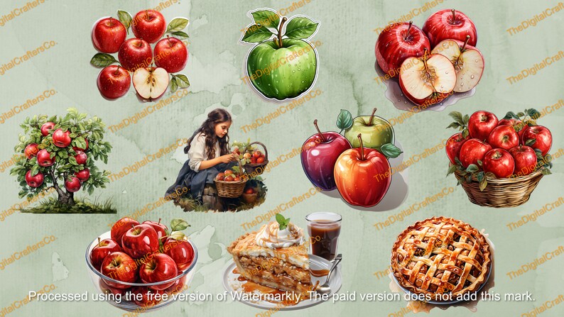 Apple PNG Collection Watercolor Apple Clipart Instant - Etsy