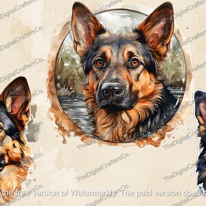 German Shepherd Clipart Set, 22 Watercolor German Shepherd PNG, German ...
