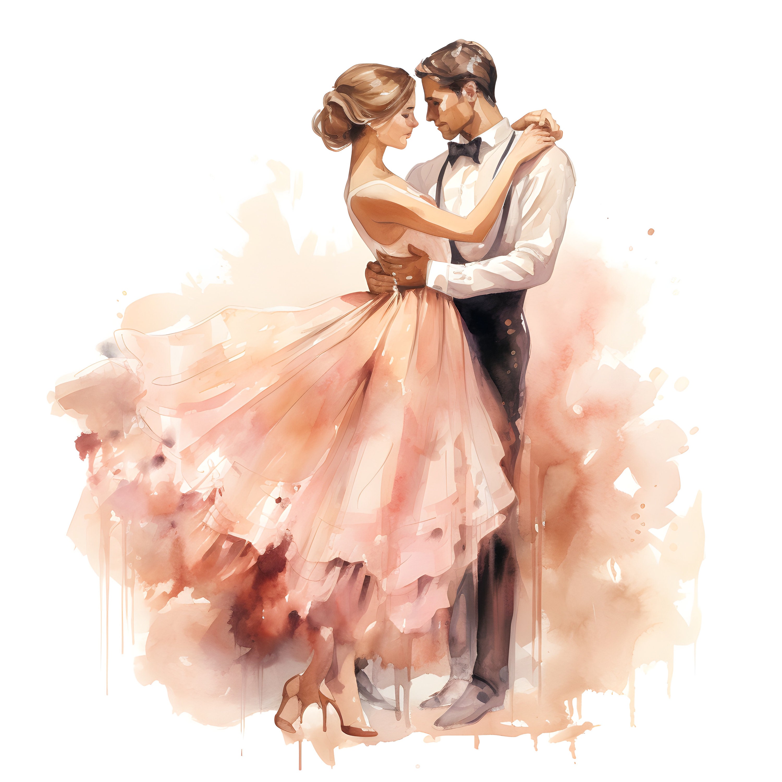 Watercolor Dancing Couple Clipart: Romantic Valentine's Day PNG ...