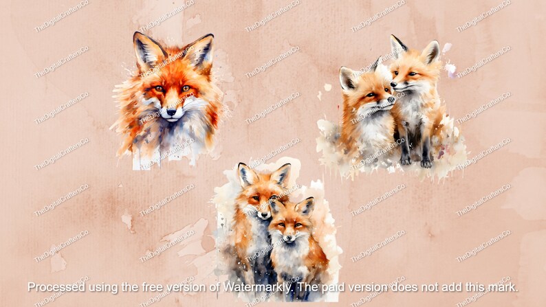 Fox Clipart Set , 24 Watercolor Fox PNG File, Scrapbook, Animal Images ...