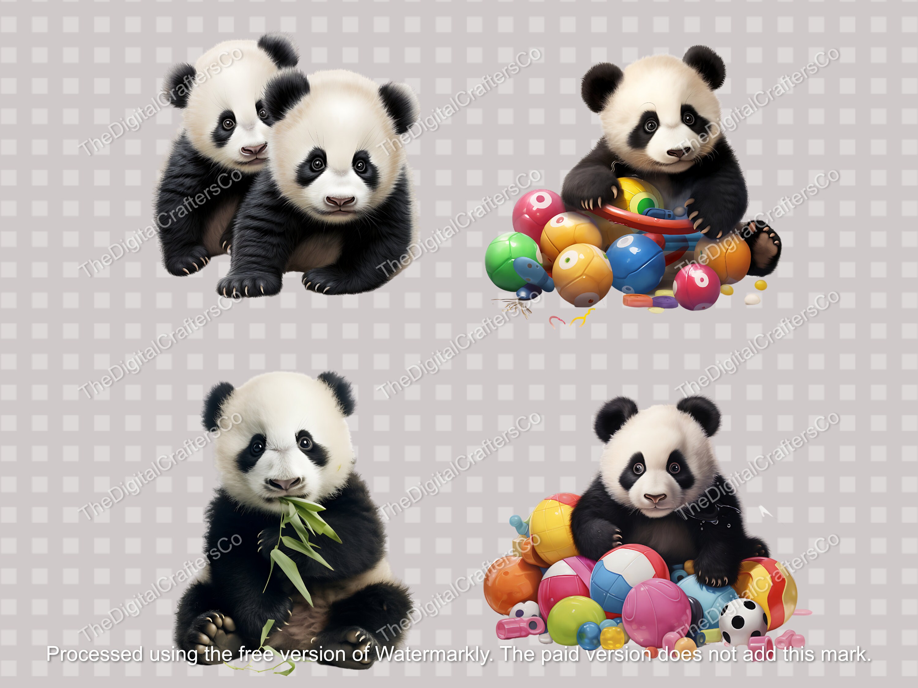 Baby Panda Clipart Set, 24 Watercolor Baby Panda PNG, Cute Panda, Junk ...