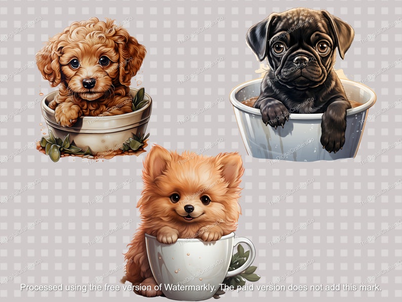 Puppies in Cup Clipart Set, 21 Cute Puppies in a Mug, Dog Clipart - Etsy