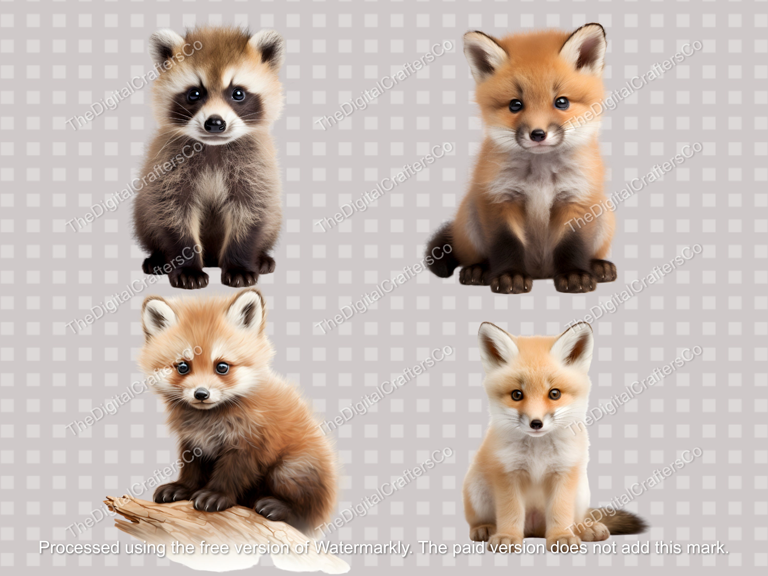 Baby Animals Clipart Set, 24 Cute Baby Animals PNG, Watercolor Baby ...