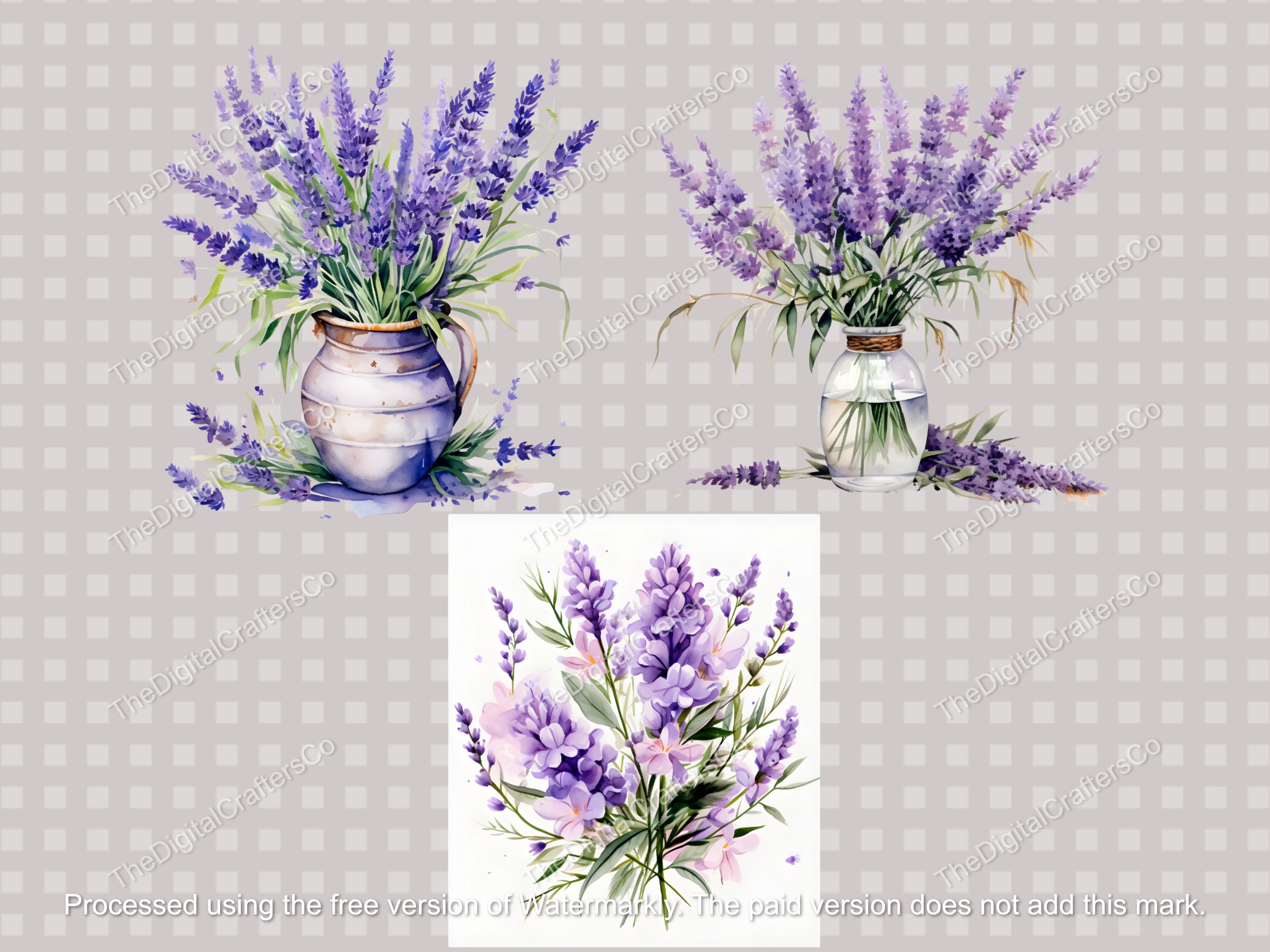 Watercolor Lavender Clipart Set, 20 Watercolor Lavender Bundle ...