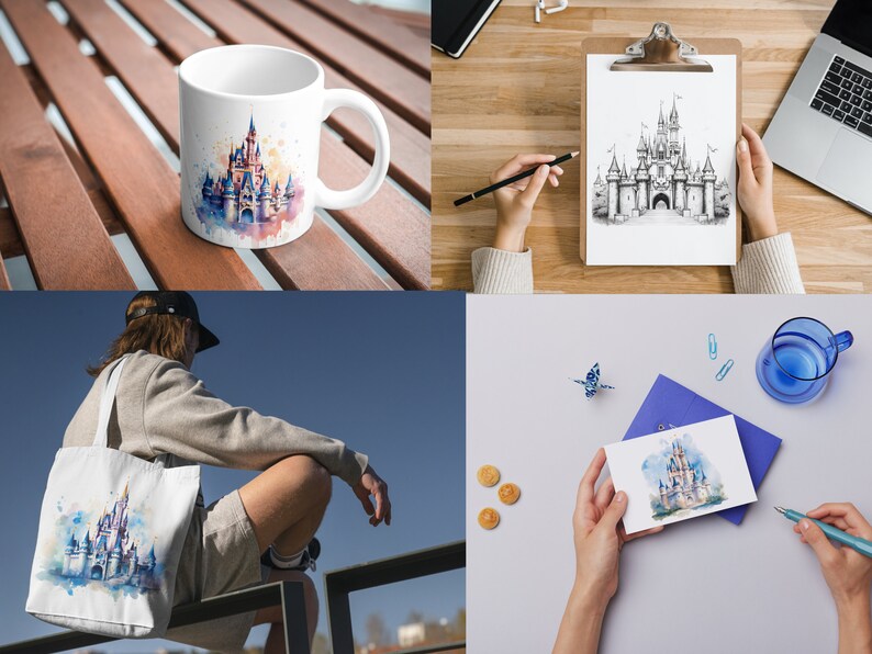 Watercolor Princess Castle Clipart Set, Fairy Tale Clip Art (digital ...