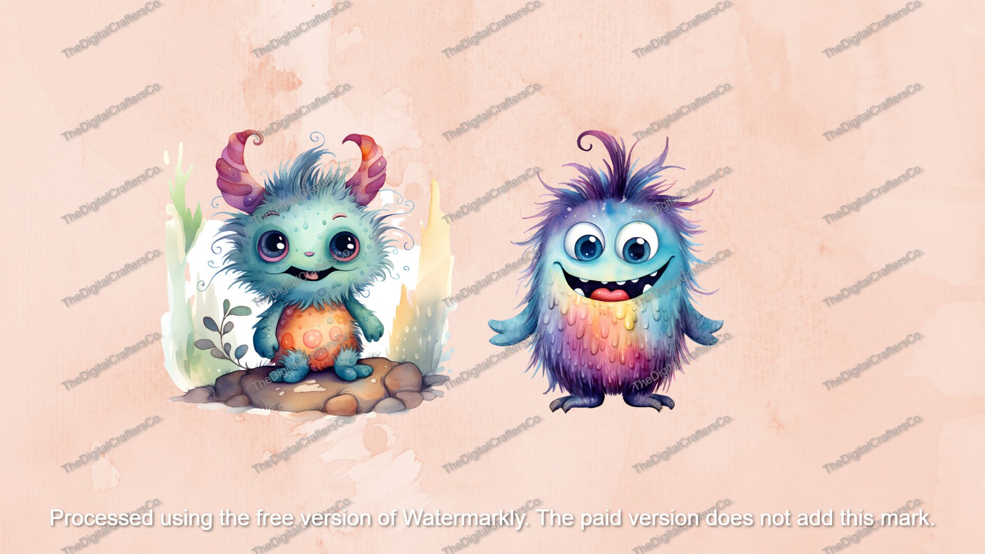 Cute Monsters SVG PNG Collection Watercolor Cute Monsters Clipart ...