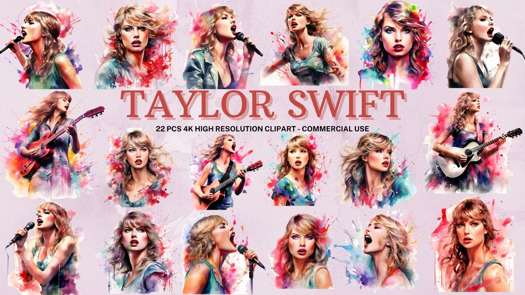 Taylor Swift PNG Collection Watercolor Taylor Swift Fan Clipart Instant ...