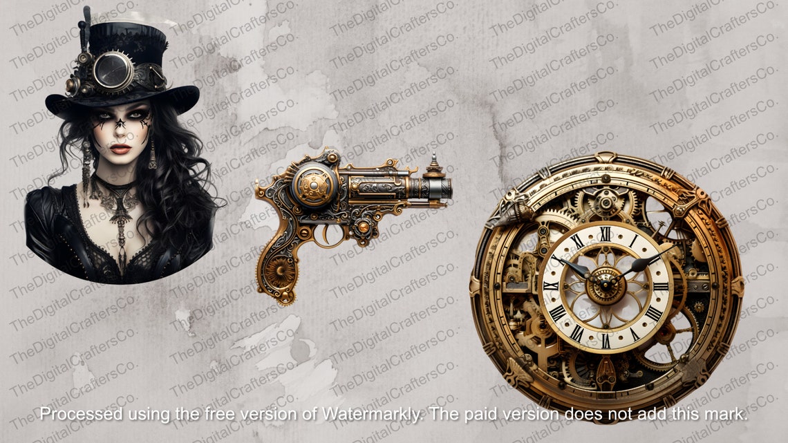 Gothic Steampunk SVG PNG Collection Watercolor Gothic - Etsy