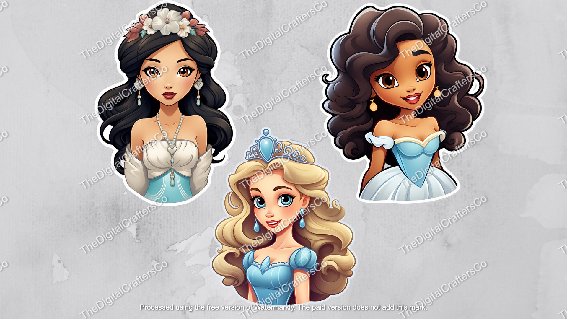 Cute Princess PNG Collection Princess Sticker Instant Download 24 High ...