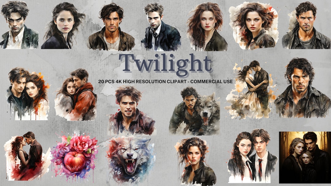 Watercolor Twilight Clipart: Saga Inspired PNG Collection (digital ...