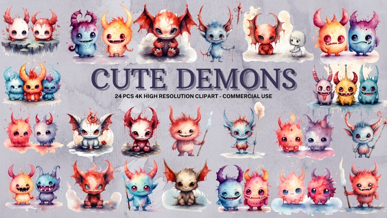 Halloween Demon SVG PNG Collection | Cute Demons Clipart | Spooky ...