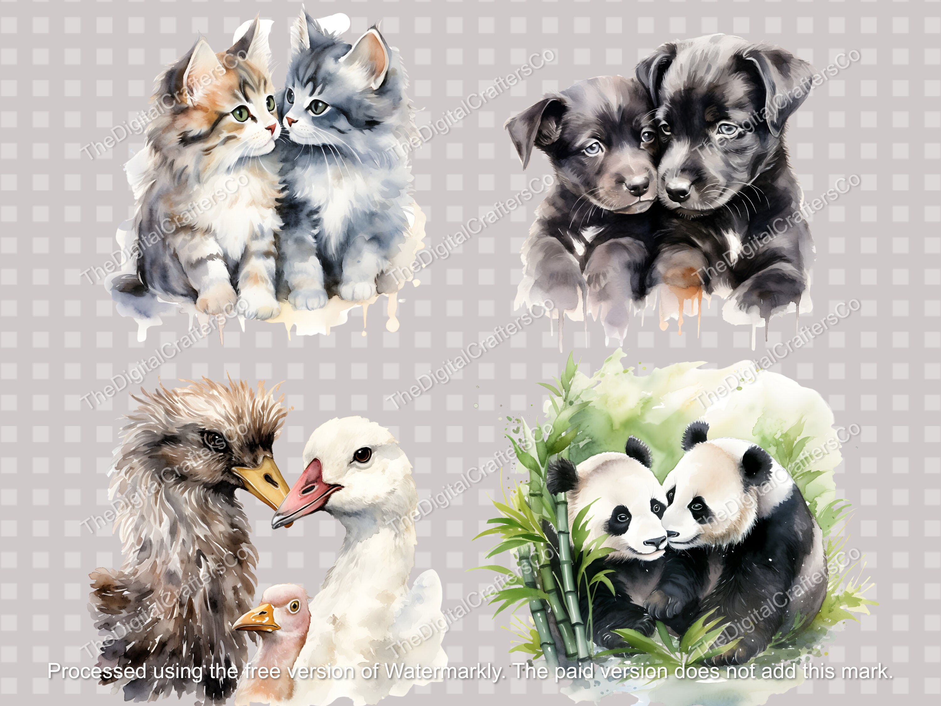 Romantic Animals Clipart Set, 24 Watercolor Valentine Animals PNG ...