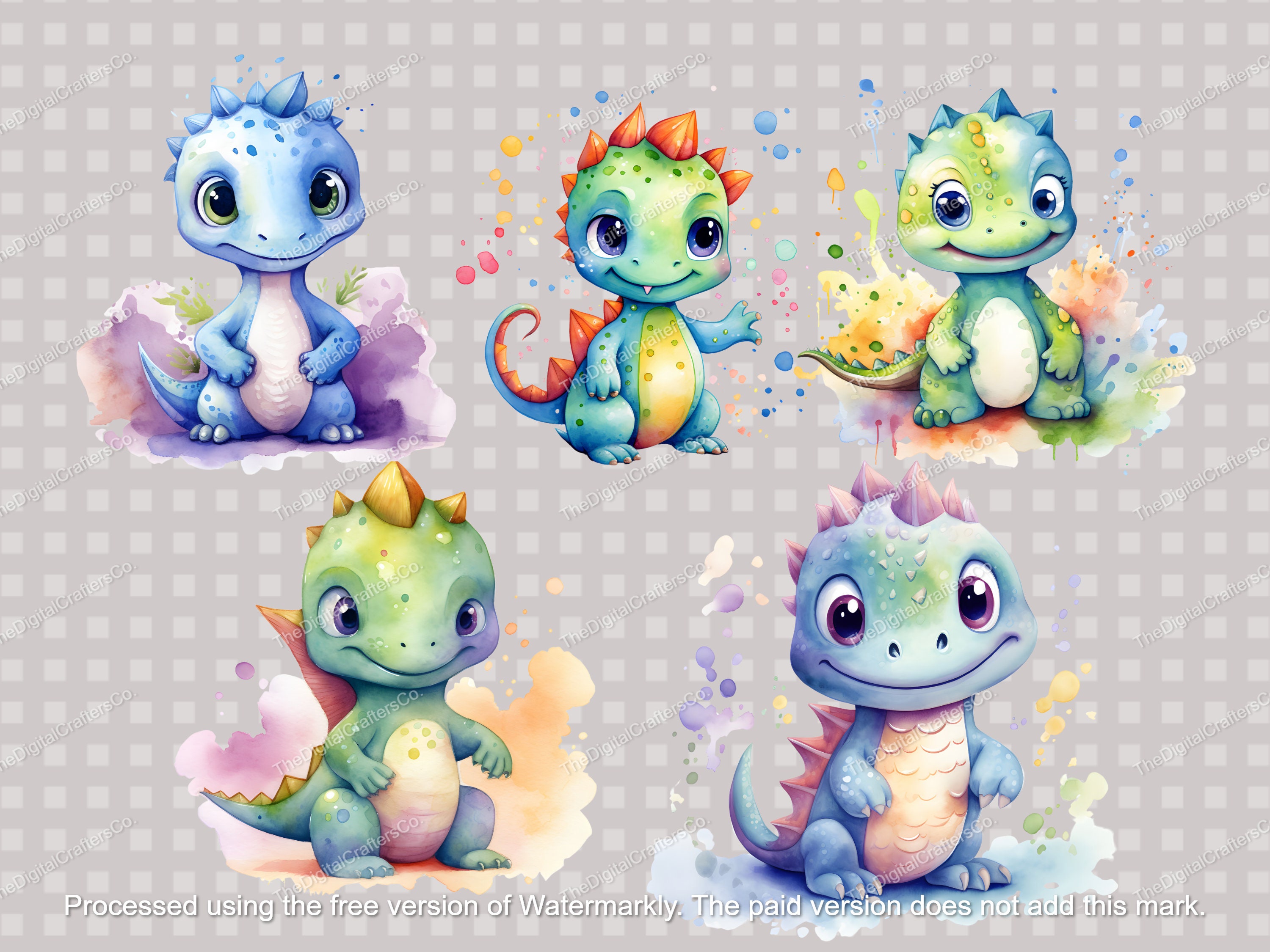 Watercolor Baby Dinosaurs Clipart, 30 Dino PNG Images (digital Download ...
