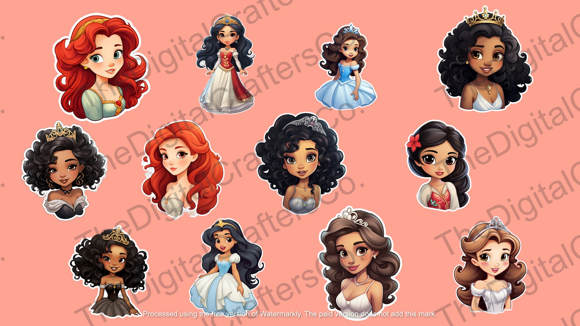 Princess SVG PNG Collection Watercolor Princess Clipart - Etsy