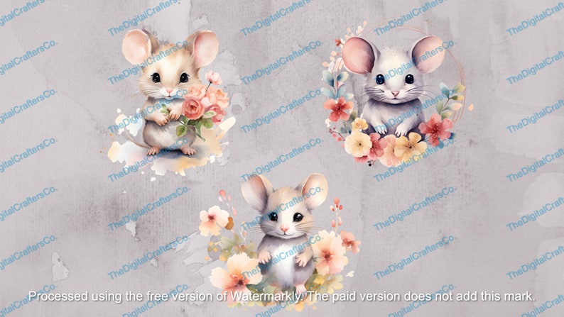 Watercolor Mouse Clipart: Flower PNG Collection (digital Download) - Etsy