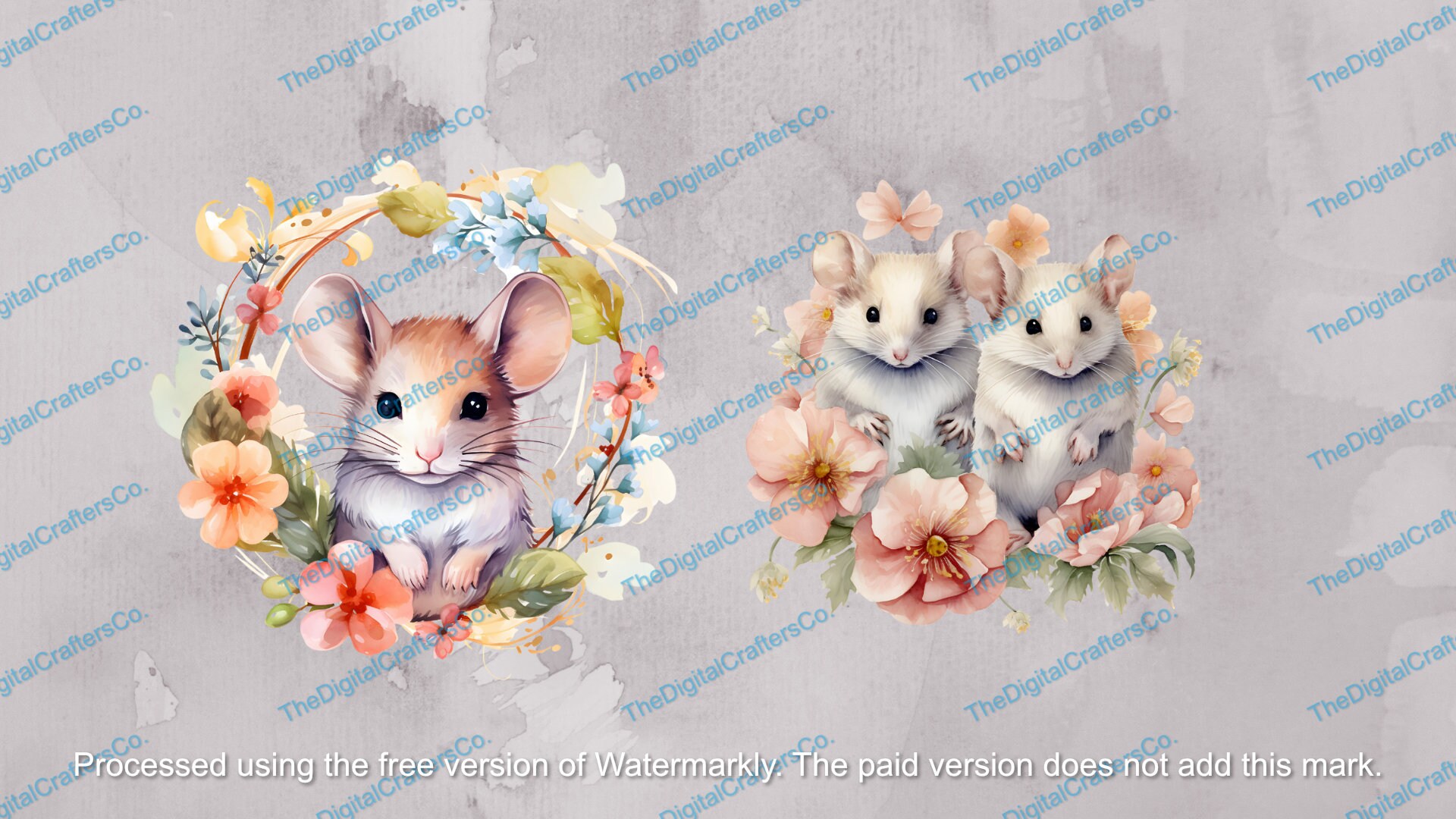 Mouse & Flower SVG PNG Collection Watercolor Mouse and Flower Clipart ...