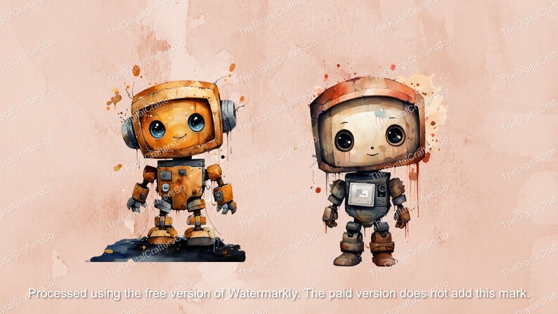 Colorful Robots PNG SVG Collection Watercolor Colorful Robots Clipart ...