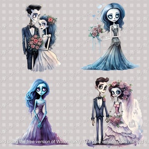 Corpse Bride Clipart Set: 28 Watercolor PNG Images (digital Download ...