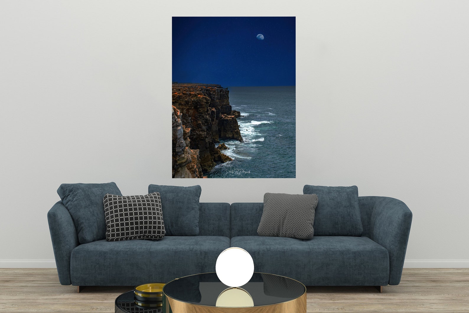 Portugal Coast Cliffs. Moon Over Ocean Cliffs, Portugal Coastline ...