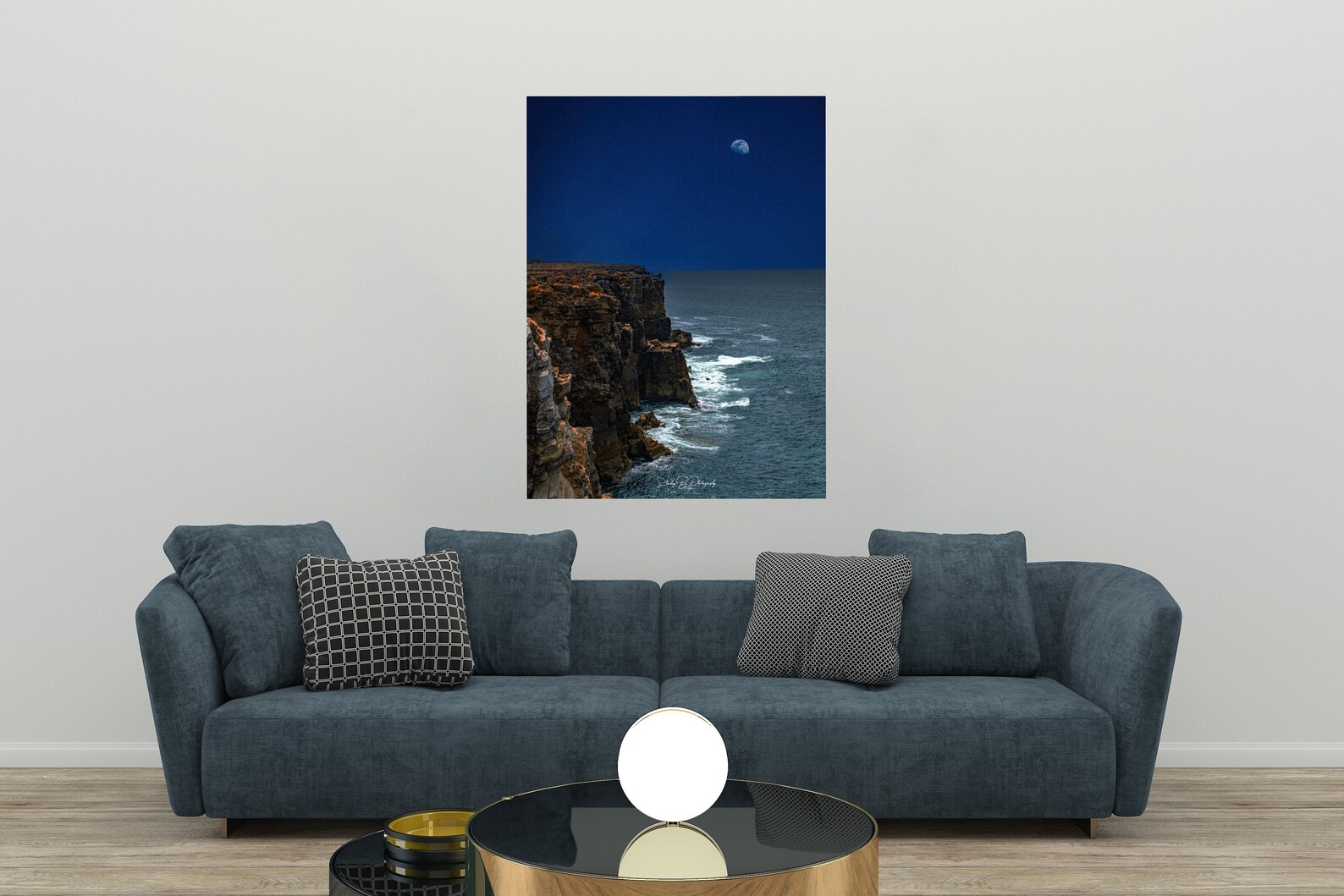 Portugal Coast Cliffs. Moon Over Ocean Cliffs, Portugal Coastline ...