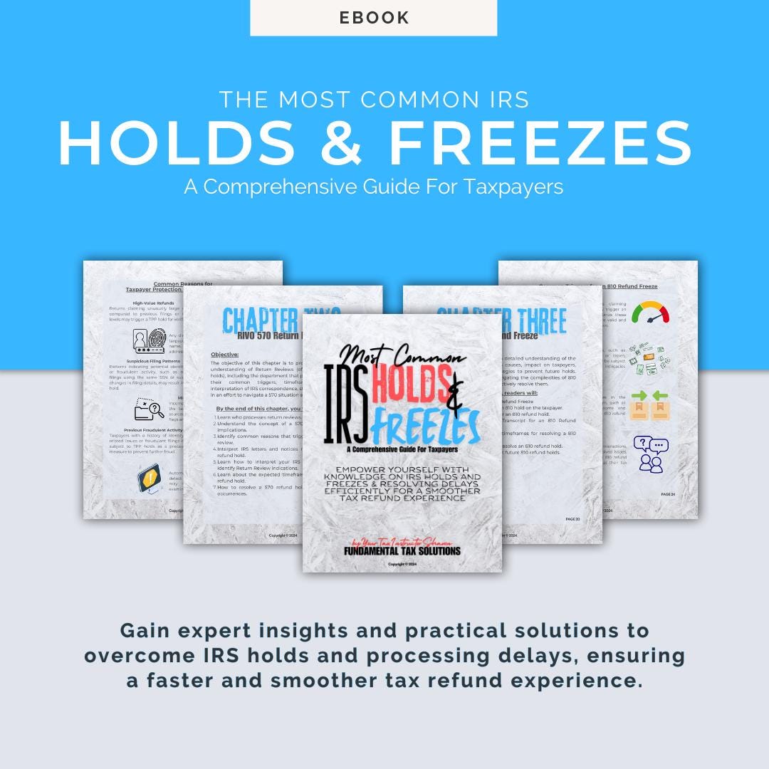 Tax Help IRS HOLDS EBOOK, Digital Download Printable Comprehensive ...