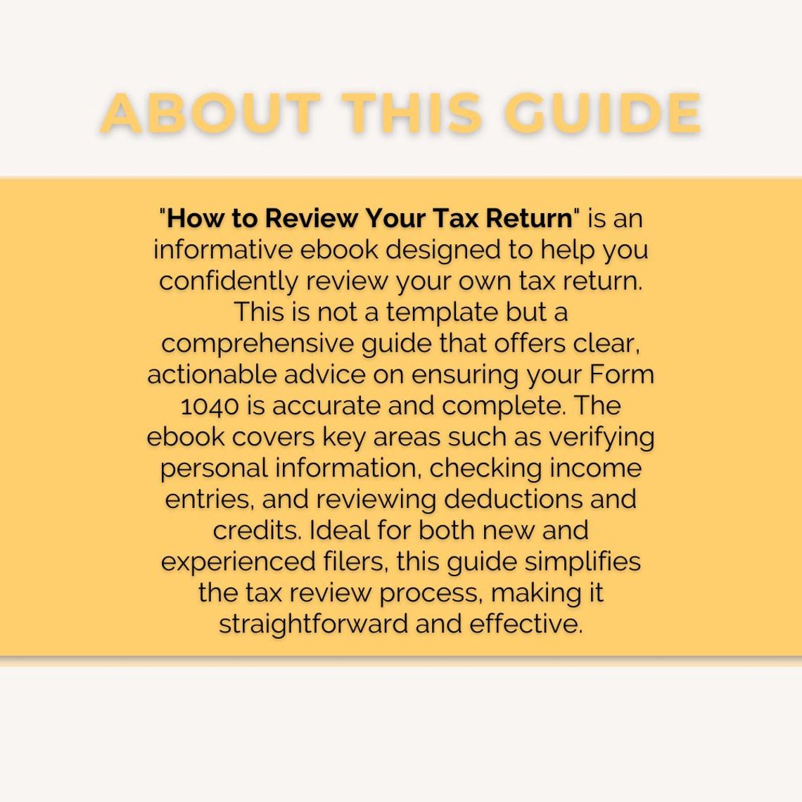 Tax Help HOW TO REVIEW Your Return, Comprehensive Guide Ebook, Hold ...