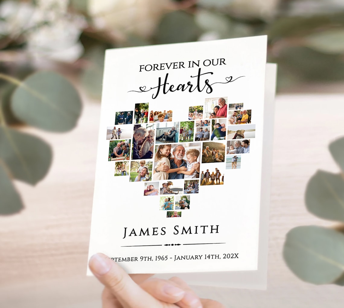 Forever in Our Hearts Funeral Program Template Editable Memorial to ...