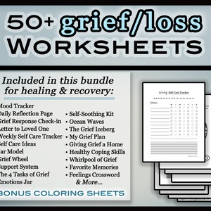 50 Grief Worksheets Bundle for Loss, Healing, and Recovery • grief ...