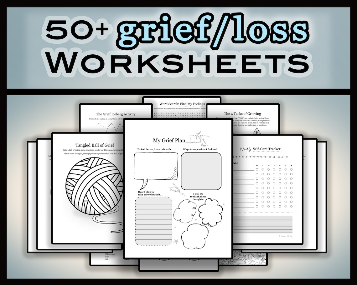 50 Grief Worksheets Bundle for Loss, Healing, and Recovery • grief ...