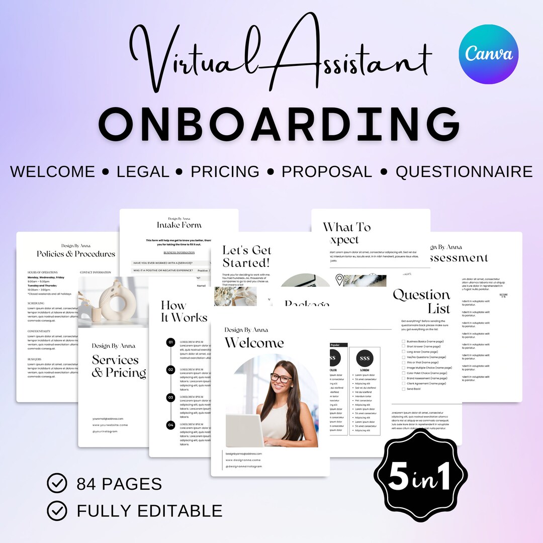 Virtual Assistant Welcome Guide Packet, New Client Onboarding Template ...