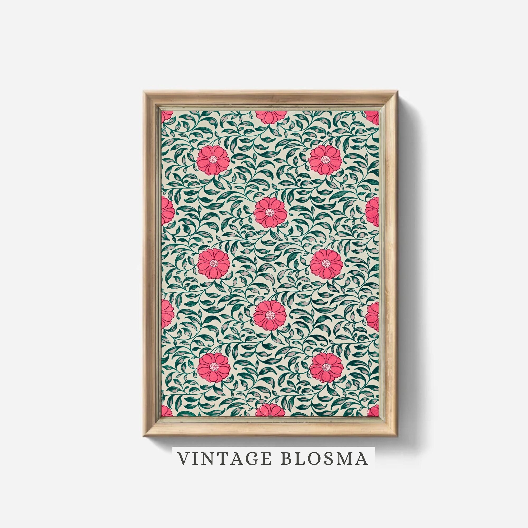 Floral Wall Art, Sage Green and Pink Wall Art, Pink Flowers Wall Art ...