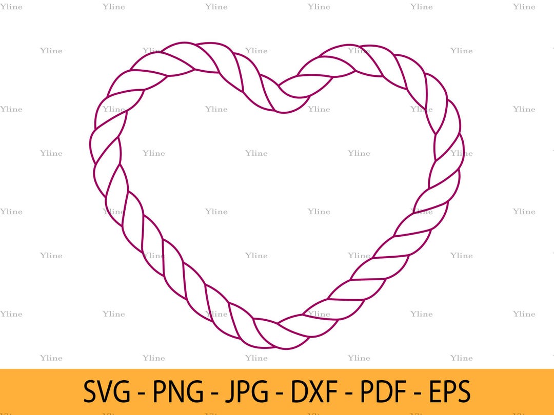 Lasso Svg, Heart Rope Svg, Pink Heart Rope Border, Pink Heart Rope ...