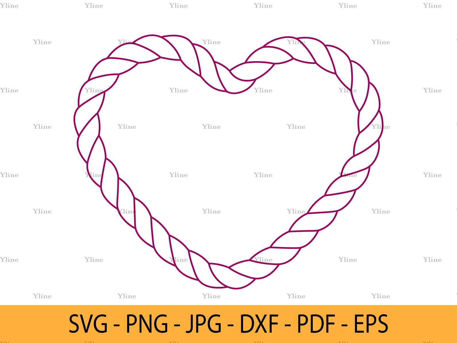 Lasso Svg, Heart Rope Svg, Pink Heart Rope Border, Pink Heart Rope ...