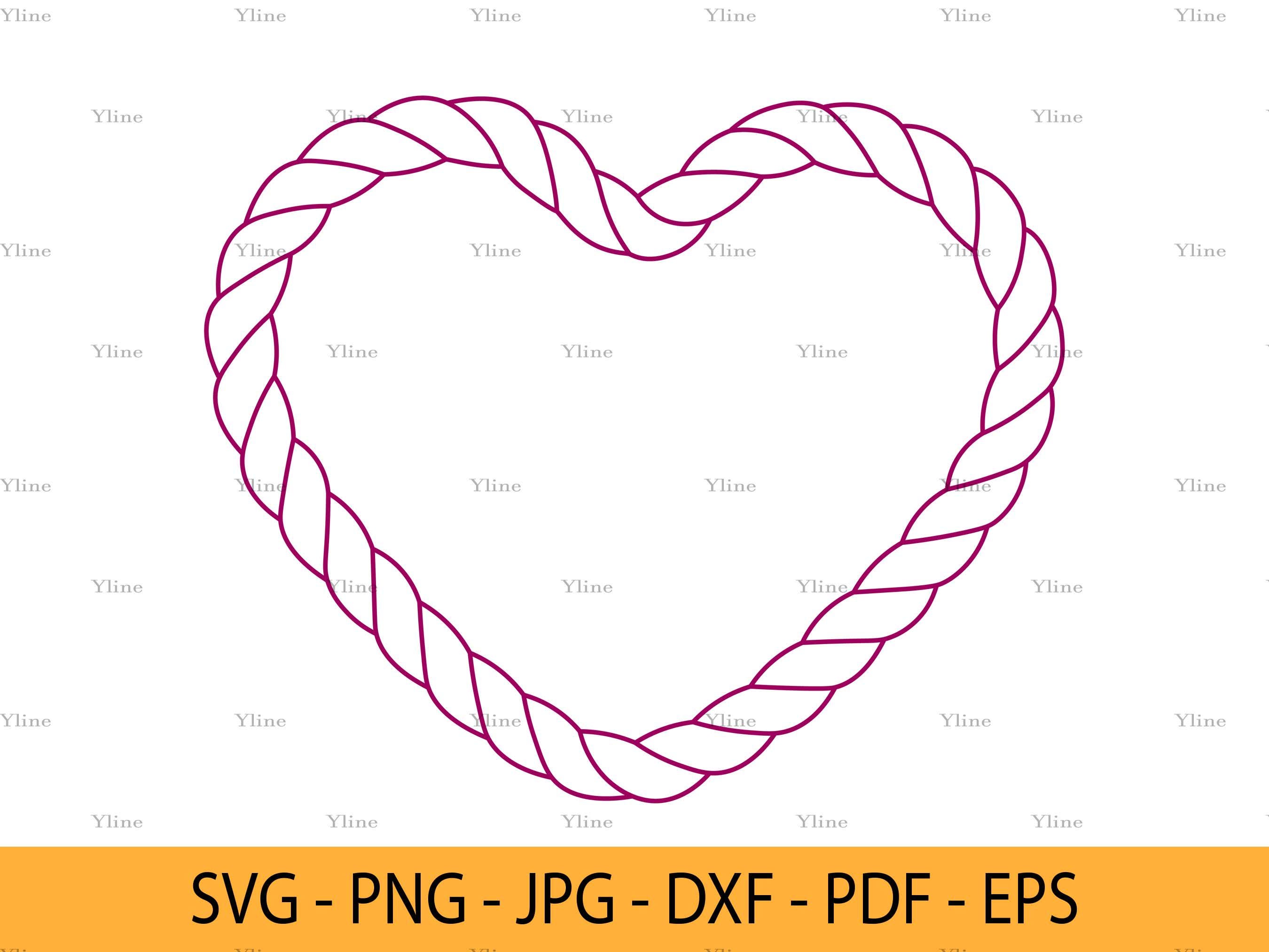 Lasso Svg, Heart Rope Svg, Pink Heart Rope Border, Pink Heart Rope ...