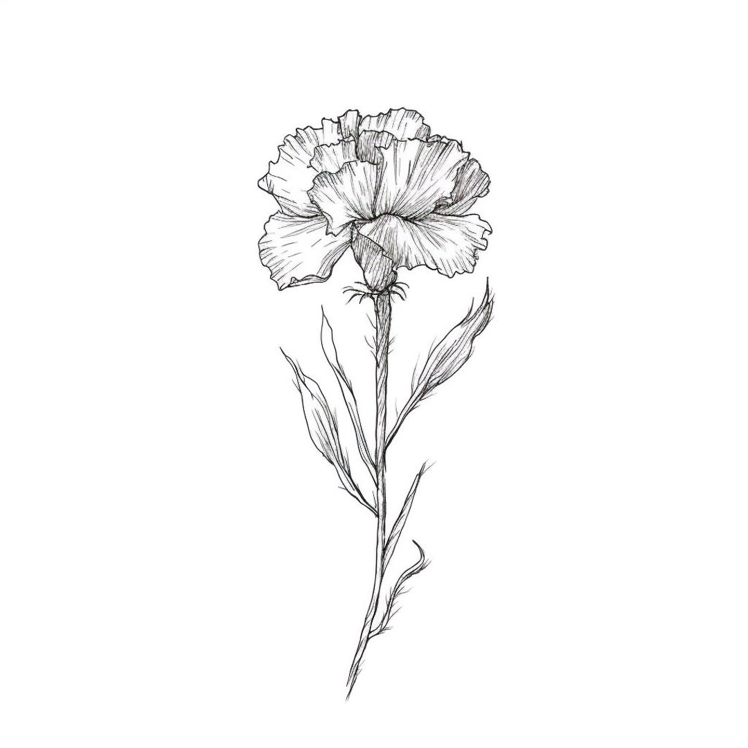Carnation Flower Digital Sketch PNG, Flower Art, Flower PNG, Floral PNG ...