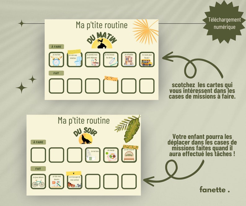 Printable Daily Routine Charts/mission Cards. Planner, Children's Diary ...