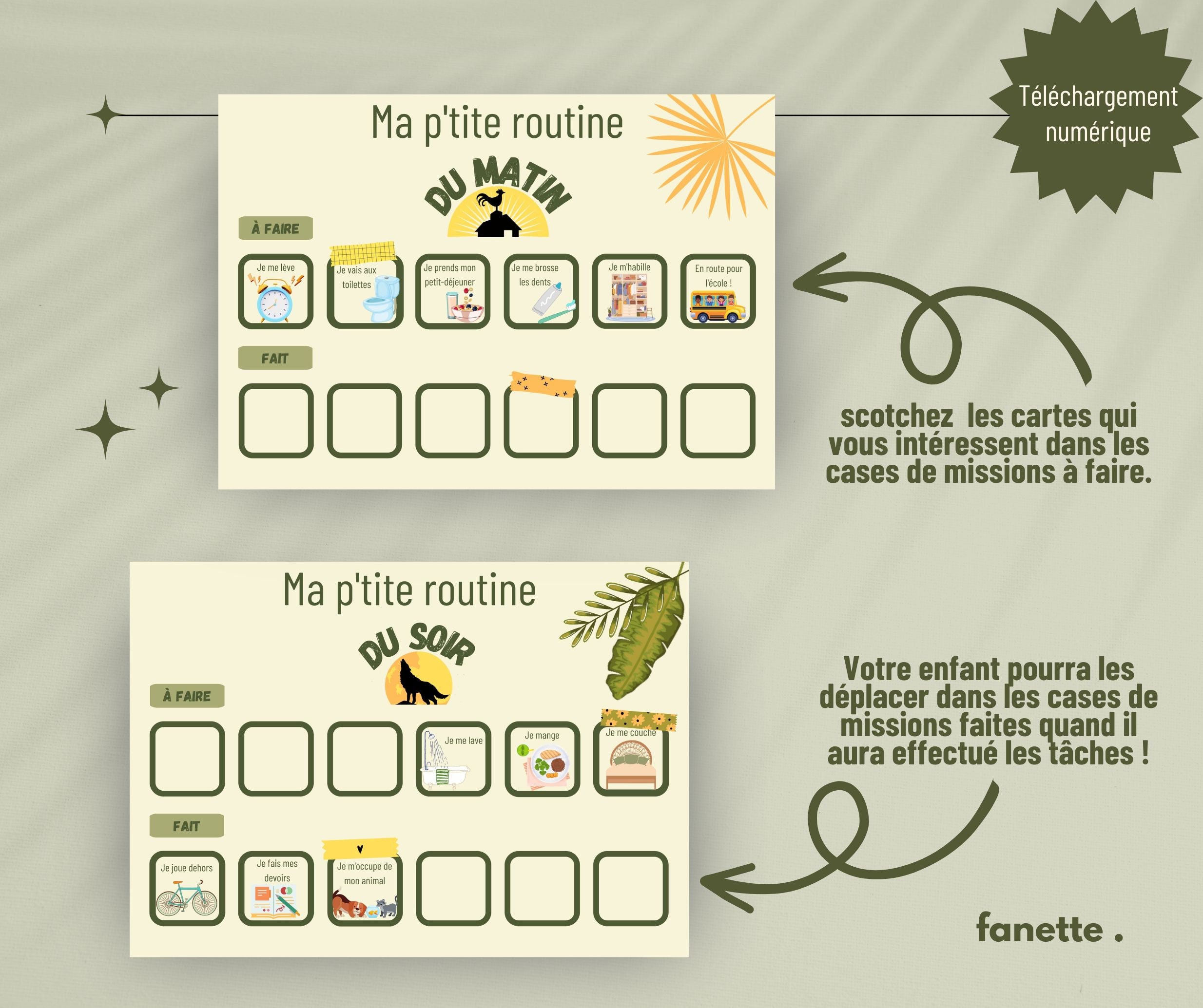 Printable Daily Routine Charts/mission Cards. Planner, Children's Diary ...