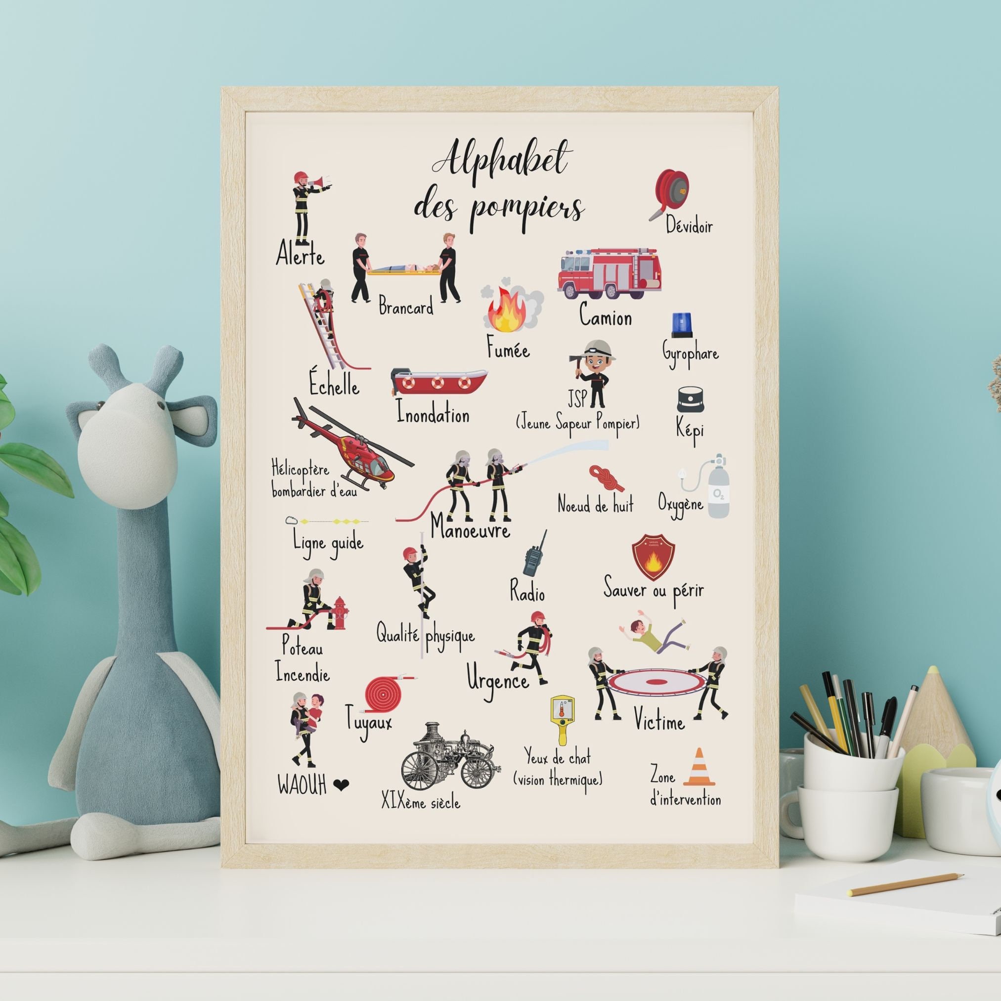 Children's Firefighters Alphabet Printable Poster/poster. Identifying ...