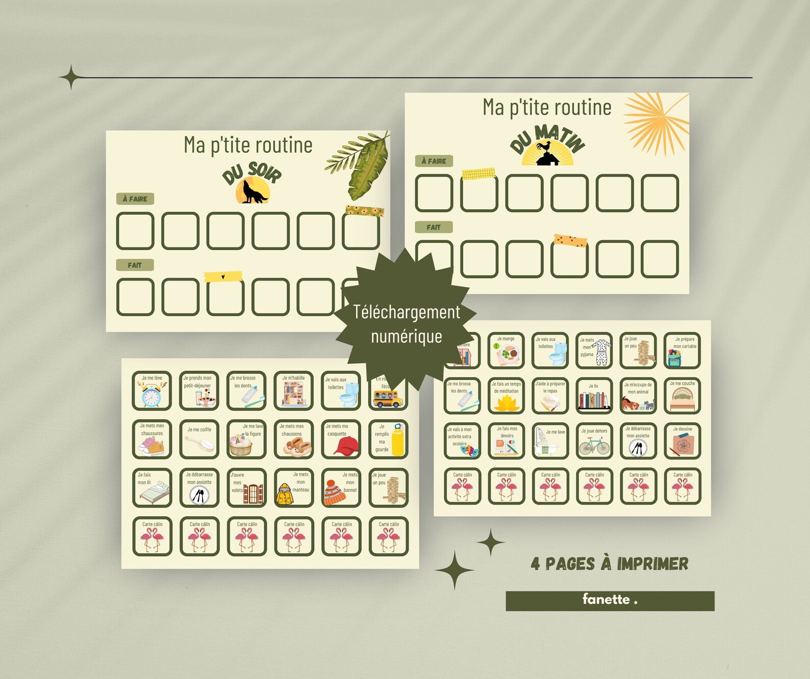 Printable Daily Routine Charts/mission Cards. Planner, Children's Diary ...