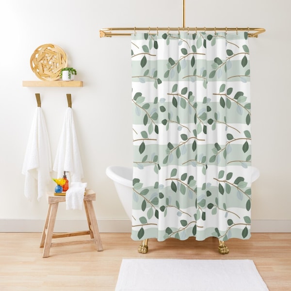 Leaf Print Shower Curtain - Etsy
