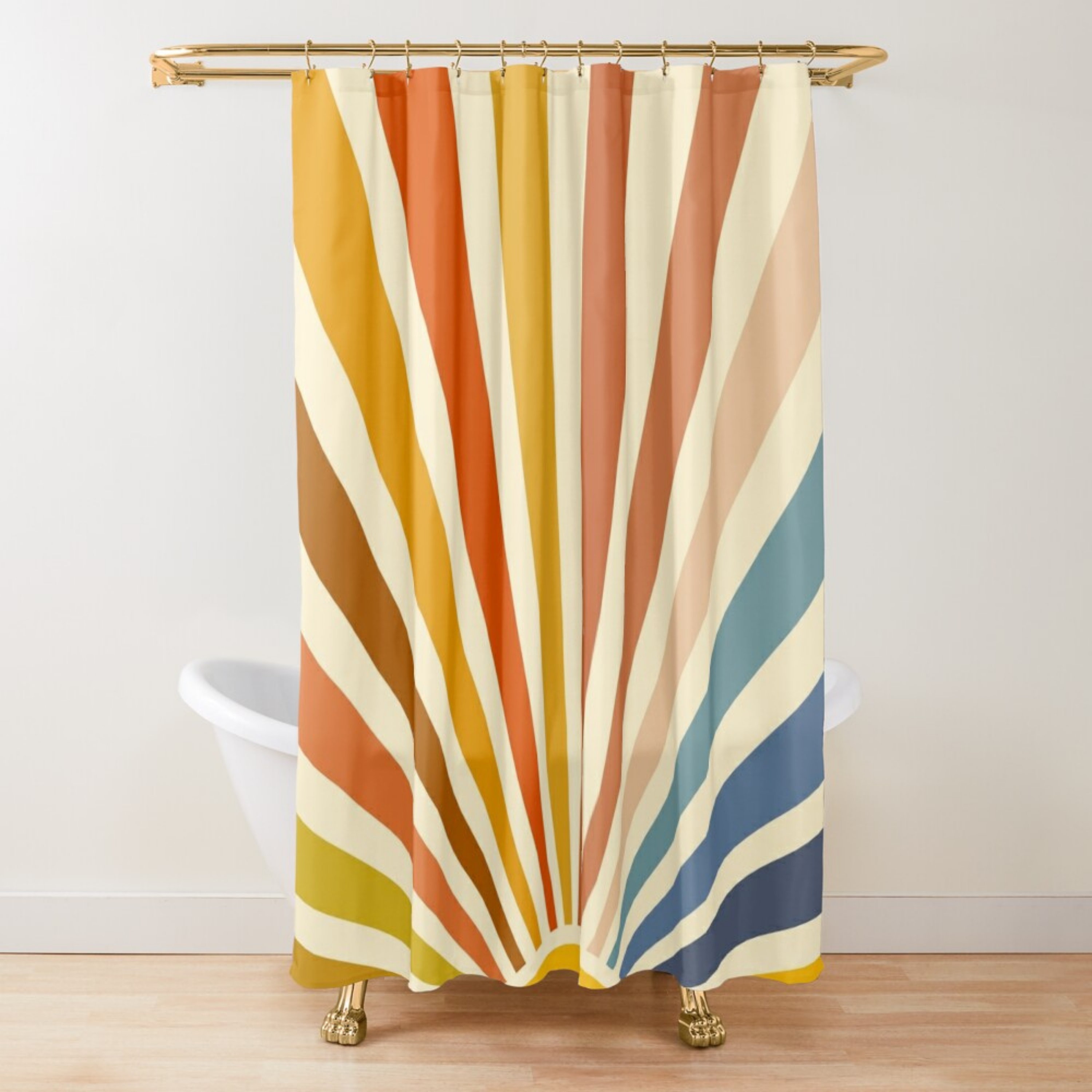 Colorful Sunrise Retro Shower Curtain Boho Abstract Shower Curtain Mid ...