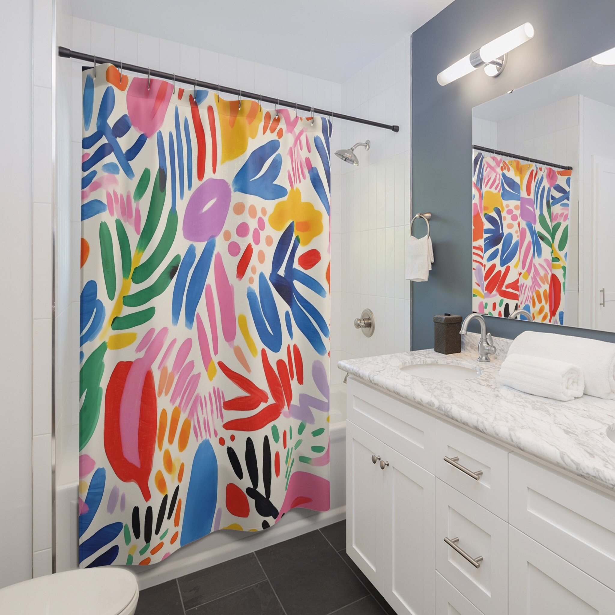 Abstract Henri Matisse Shower Curtain Colorful Boho Mid-century Shower ...