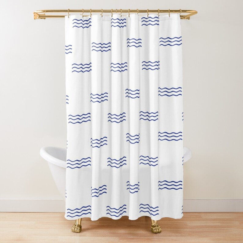 Ocean Waves Shower Curtain Cute Beach House Shower Curtain Lakehouse ...