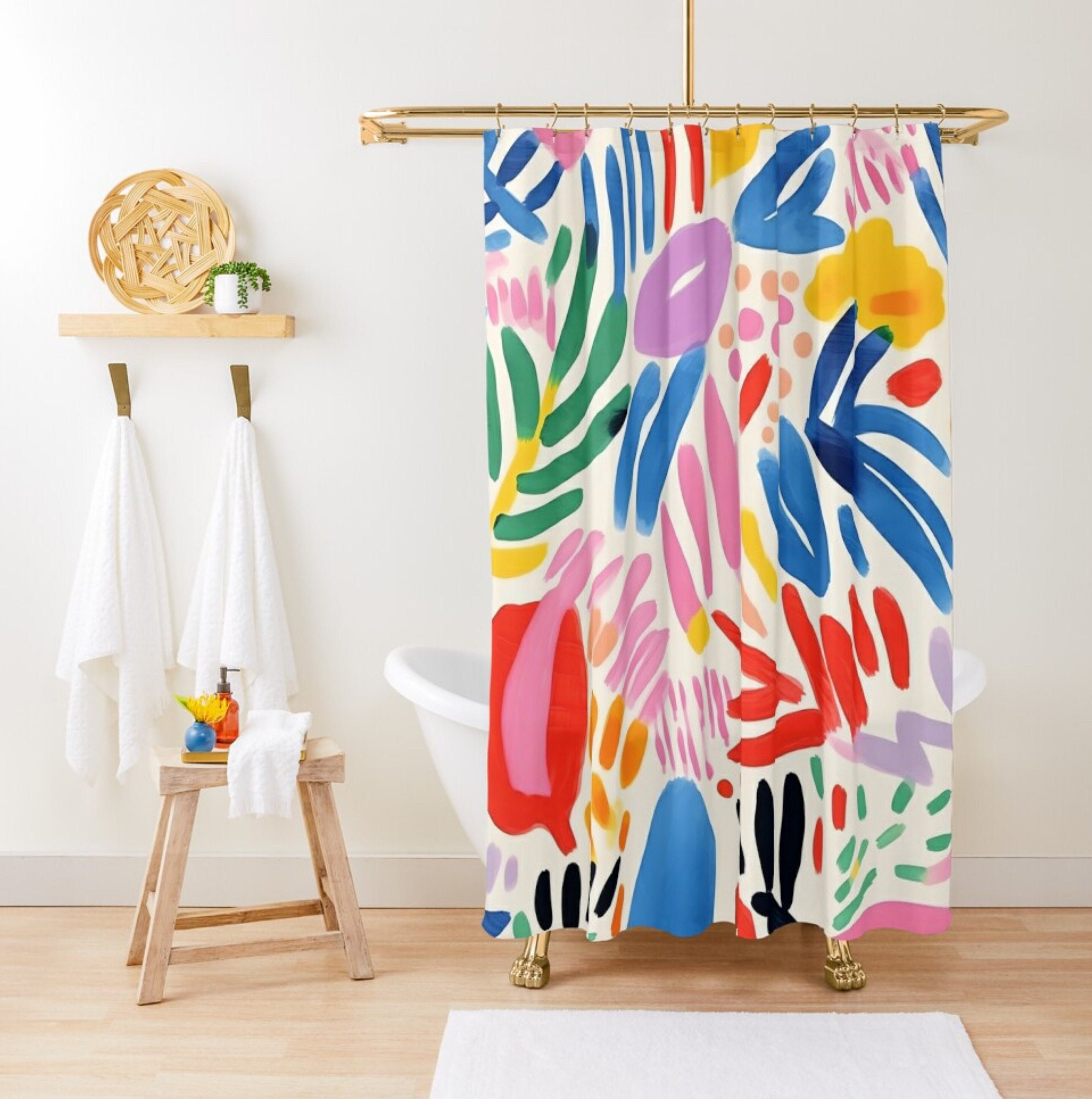 Abstract Henri Matisse Shower Curtain Colorful Boho Mid-century Shower ...